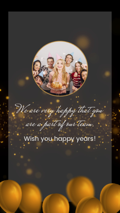 Plantilla de vídeo Black Gold Birthday Wishes For Team Member ...