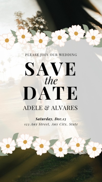 Customizable Romantic Flower Wedding Invitation Instagram Reels Video ...