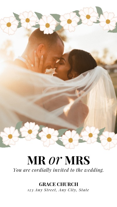 Customizable Romantic Flower Wedding Invitation Instagram Reels Video ...