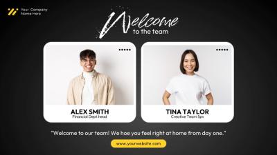 Customizable Abstract Black White Tech Simple Welcome To The Team Business Instagram Linkedin ...