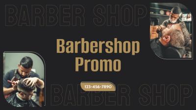 Plantilla de vídeo Gold Retro Barbershop Promo personalizable de FlexClip