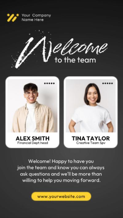 Customizable Abstract Black White Tech Simple Welcome To The Team Business Instagram Linkedin ...