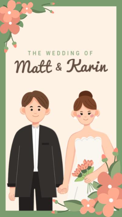 Customizable Cartoon Wedding Invitation Video Template by FlexClip