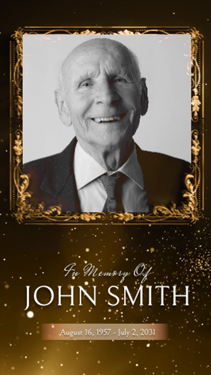 Modèle de vidéo Golden Frame Funeral Memorial Tribute Slideshow Video ...