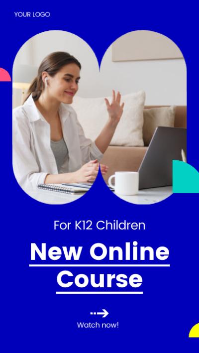 支持自定義的 K12 New Online Course 視頻範本 - FlexClip