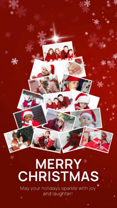 Customizable Red Christmas Tree Snow New Year Photo Collage Slideshow ...