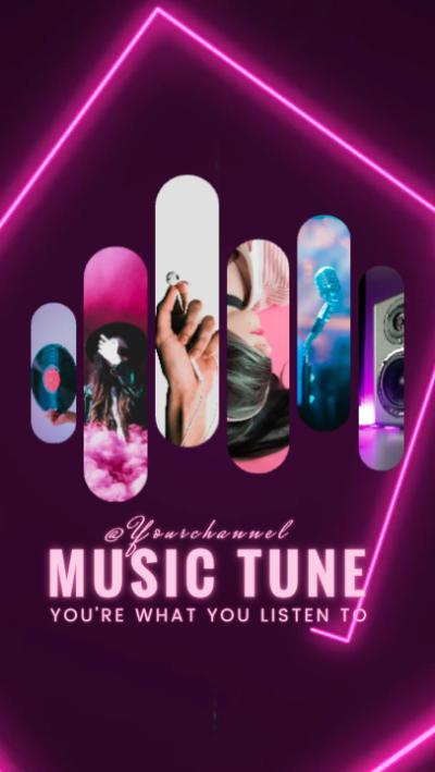 Customizable Tune Neon Line Music Wave Podcast Fast Rhythm Youtube ...