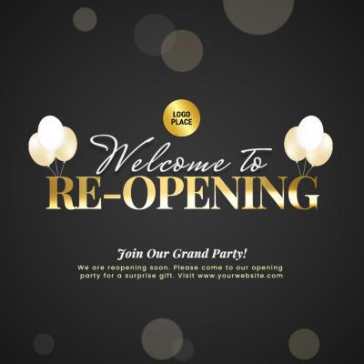 Plantilla de vídeo Big Reopening Sparkling Party Invitation Balloon ...