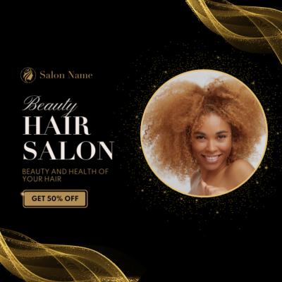 支持自定义的 Black Gold Modern Hair Salon Promo 视频模板 - FlexClip