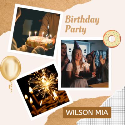 Customizable Gold Photo Collage Birthday Party Invitation Video ...