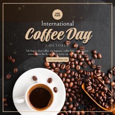 Customizable International Coffee Day History Introduce Minimalism ...
