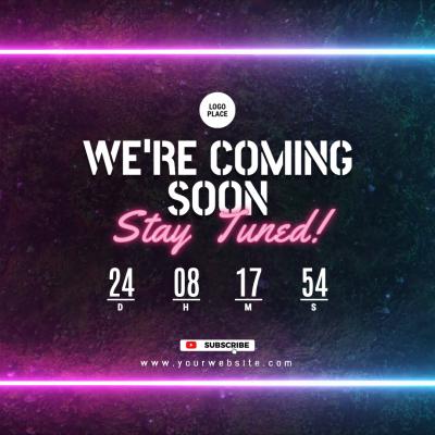 Customizable Neon Purple Number Countdown Coming Soon Business Tech New ...