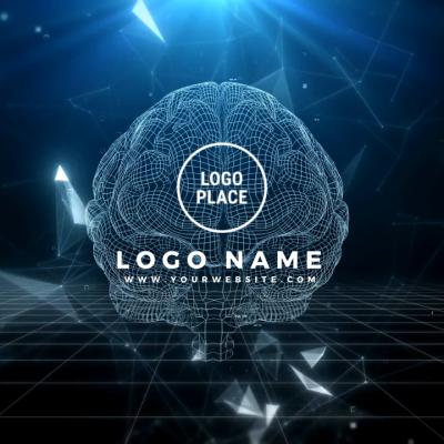 Customizable Tech Ai Brain Virtual Space Digital Logo Intro Video Template by FlexClip